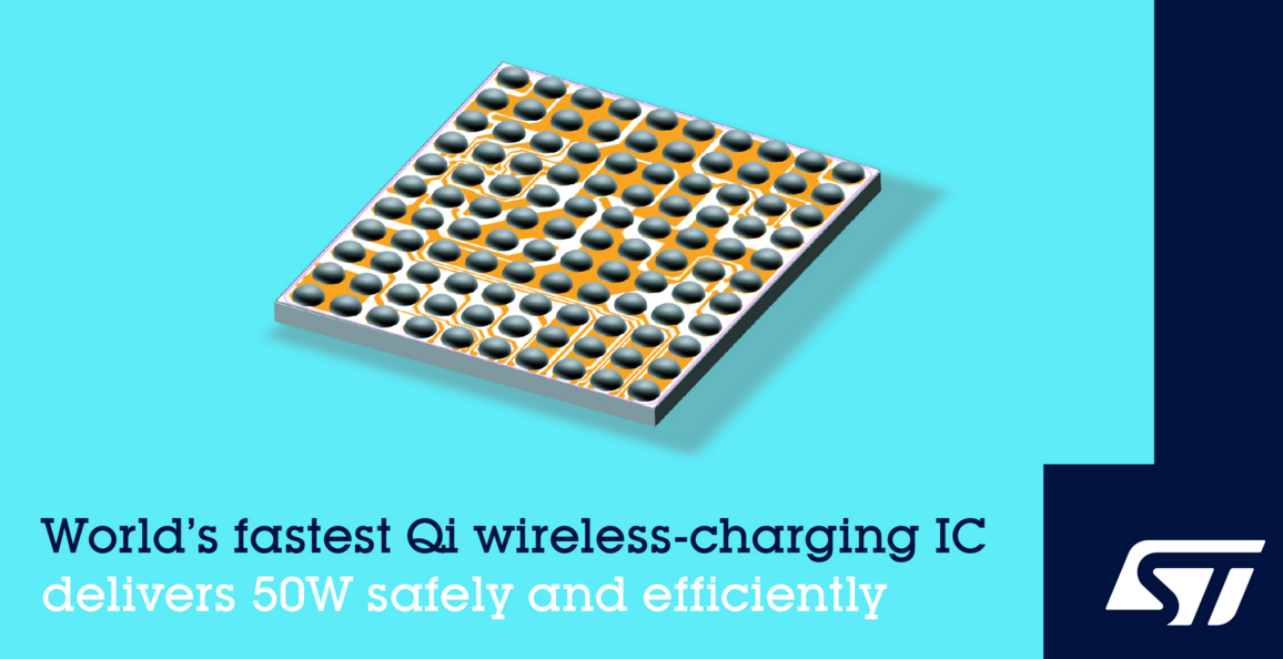 ST发布Qi无线超级快充芯片，输出功率高达50W-icspec