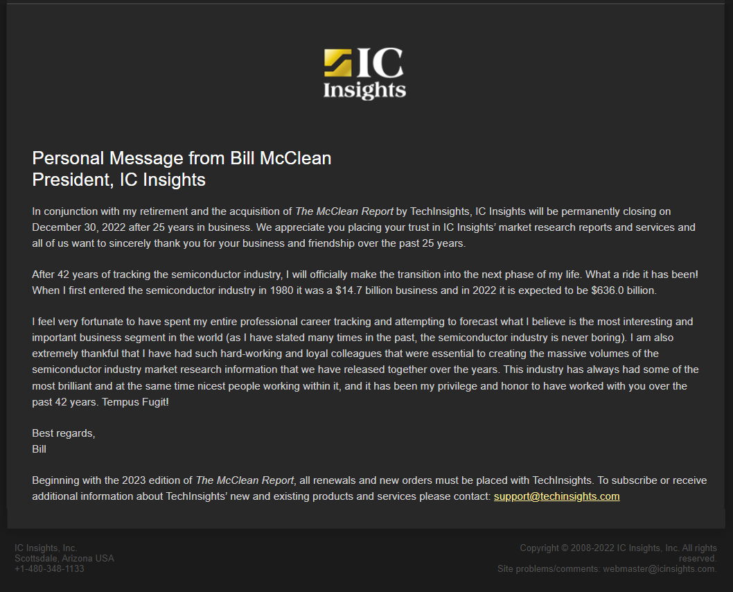 IC Insights宣布将永久关闭-icspec