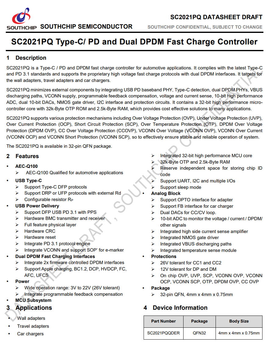 南芯多款USB PD协议芯片，适配最新推出的苹果iPhone15系列-icspec