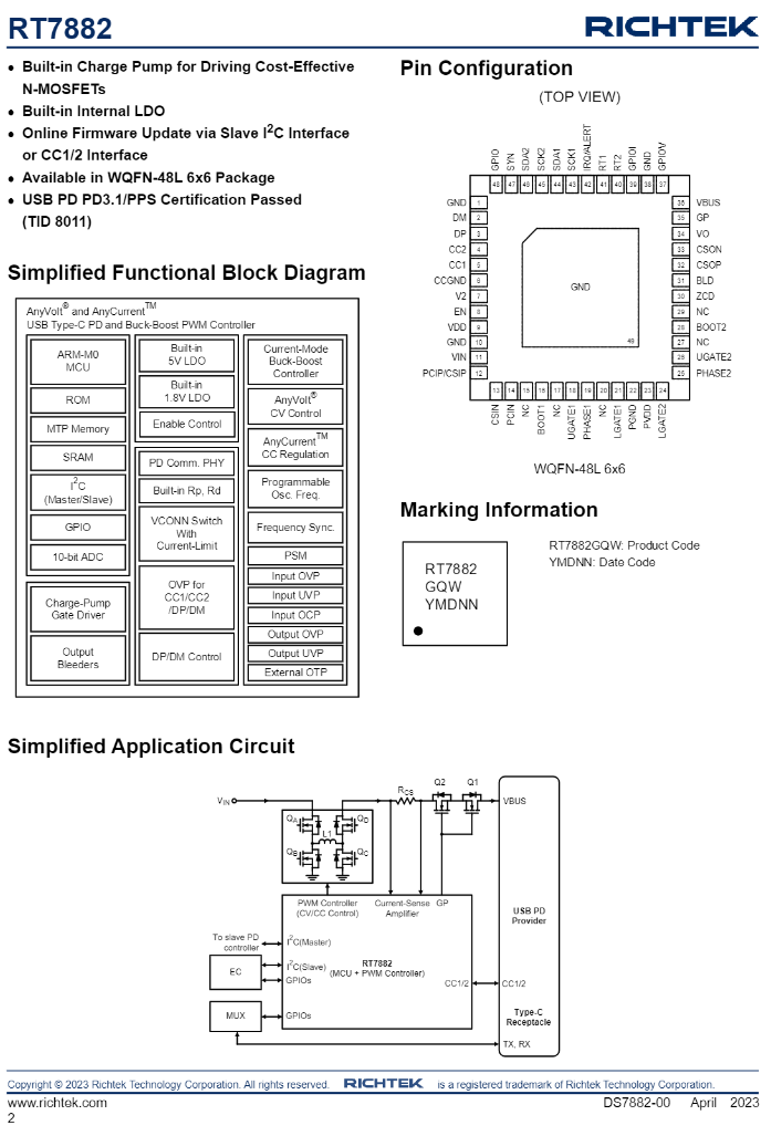 立锜科技推出内置多协议同步升降压控制器RT7882-icspec